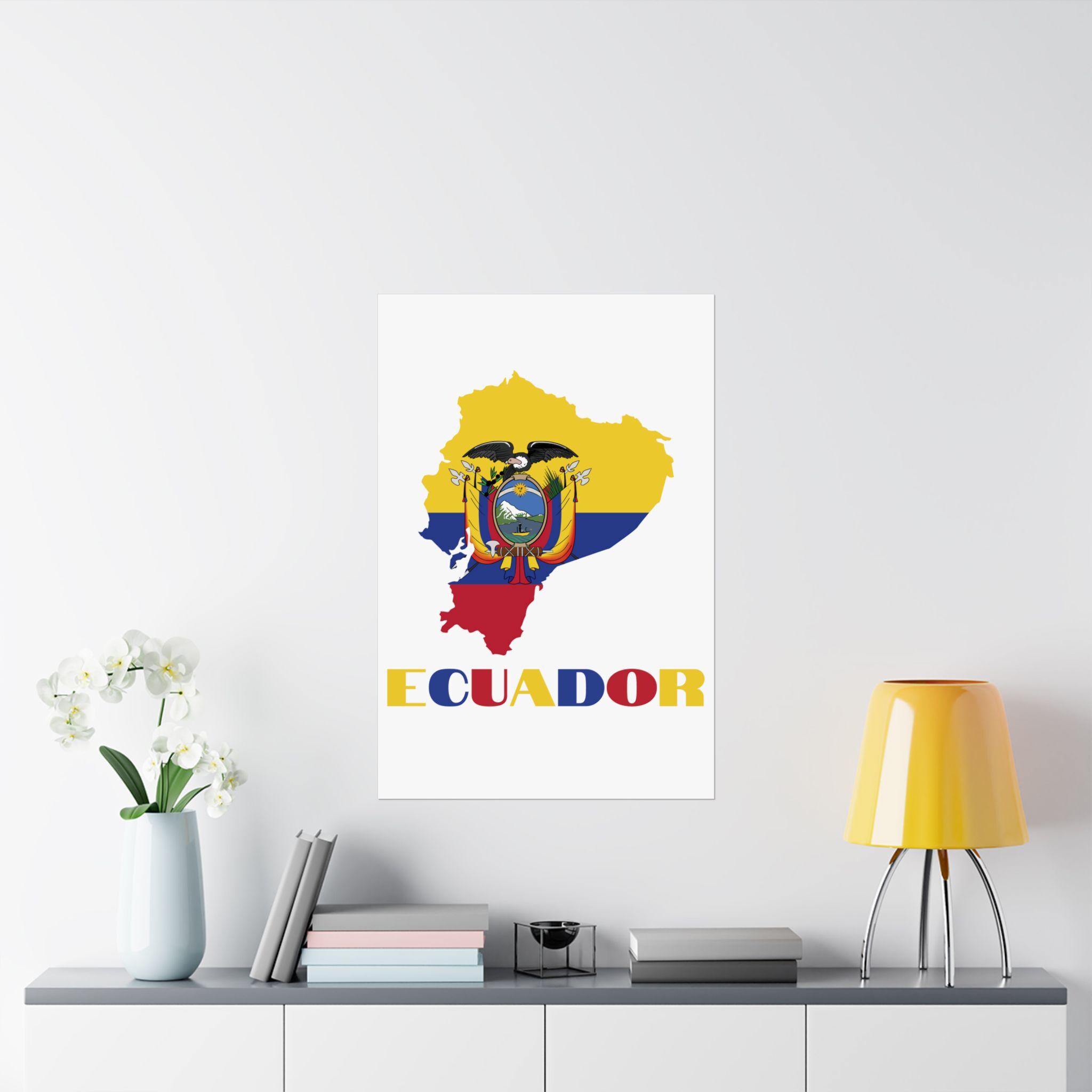 Map of Ecuador Poster, Ecuadorian Flag Poster, Ecuador Flag Matte ...