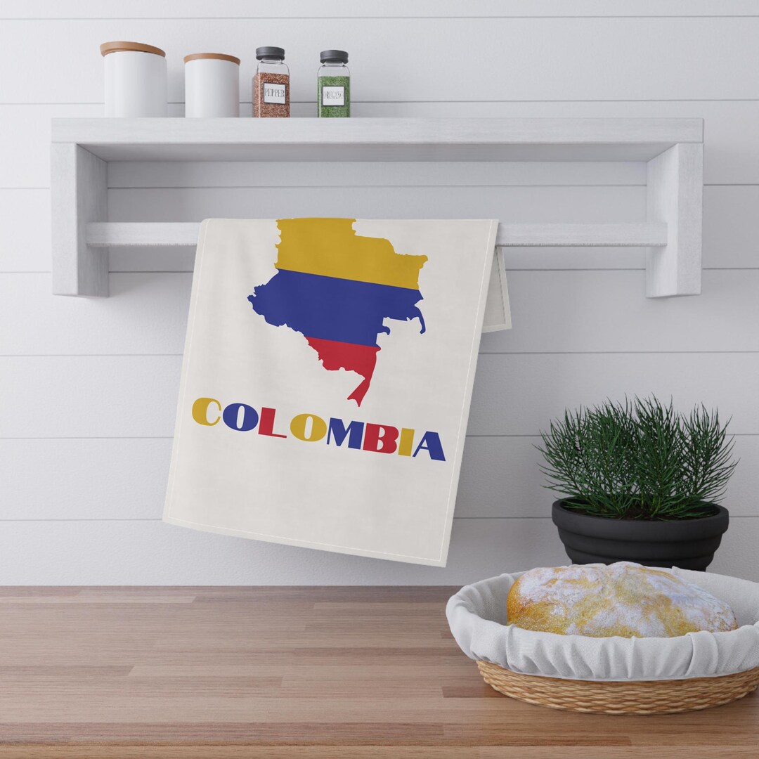 Map of Colombia Kitchen Towel, Colombian Flag Towel, Colombian Kitchen ...