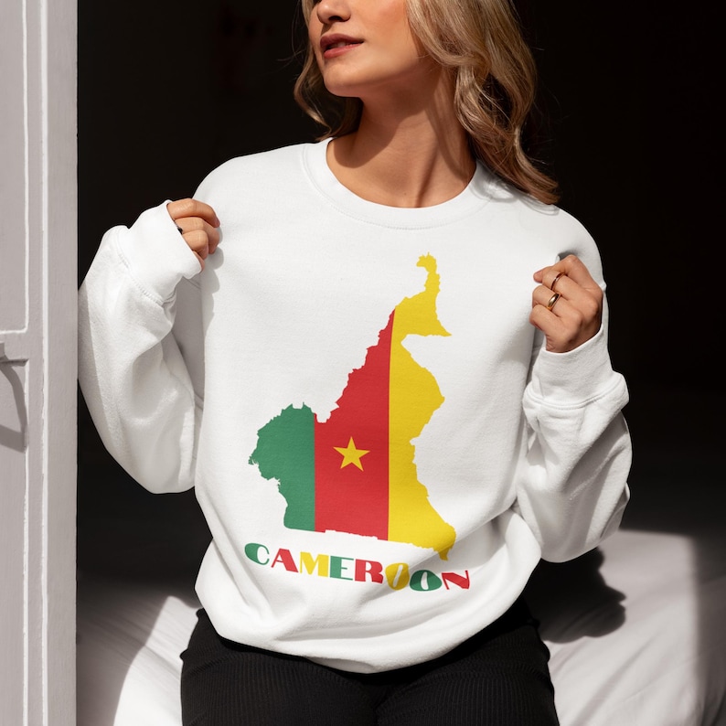 Cameroon Flag Sweatshirt, Cameroon Map Crewneck, Cameroonian Pride ...
