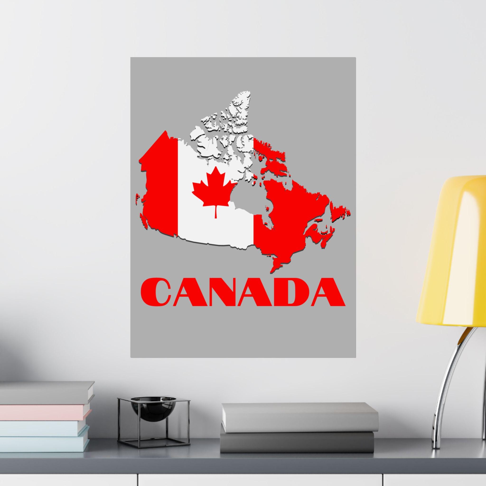 Map of Canada Poster, Canadian Flag Poster, Canada Flag Matte Poster ...