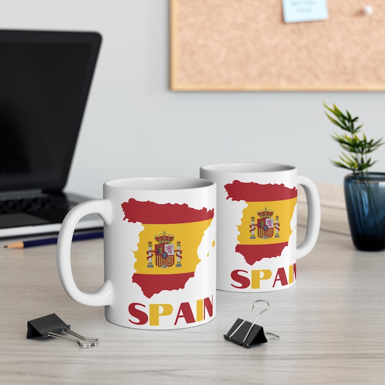 Spanish Coffee Mug, Spain Flag Map Mug, Spain Desk Decor, Spanish ...