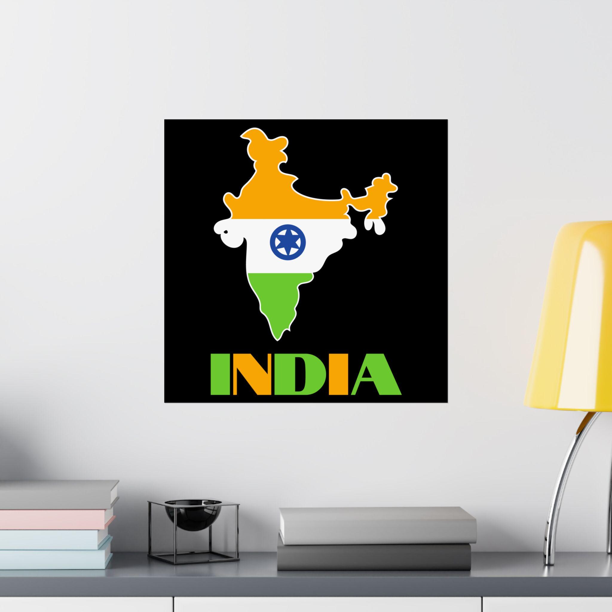 Map of India Poster, Indian Flag Poster, India Flag Matte Poster ...