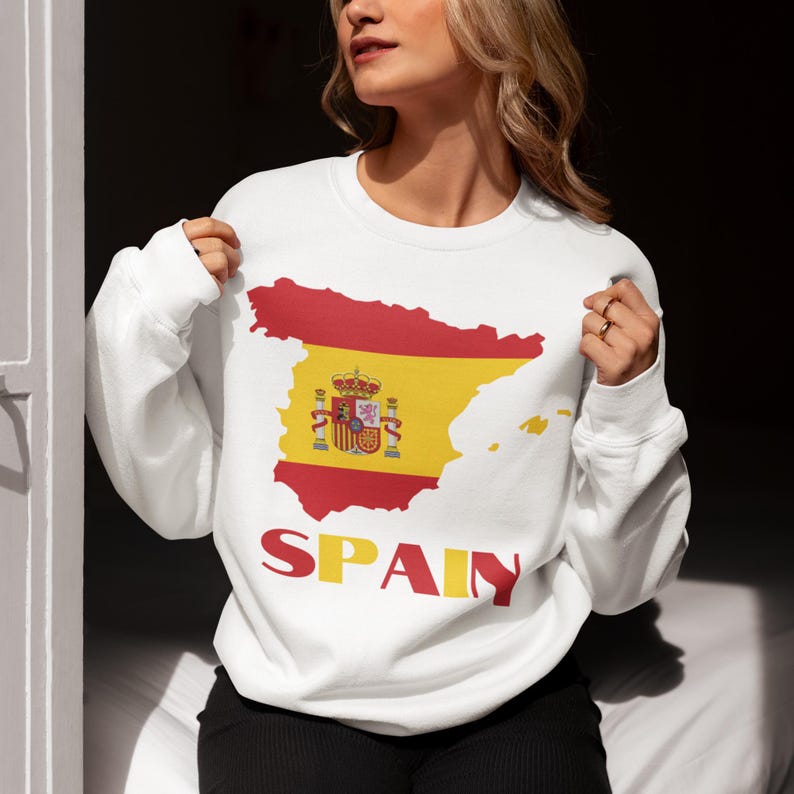 Spain Flag Map Sweatshirt, Spanish Crewneck Pullover - Etsy