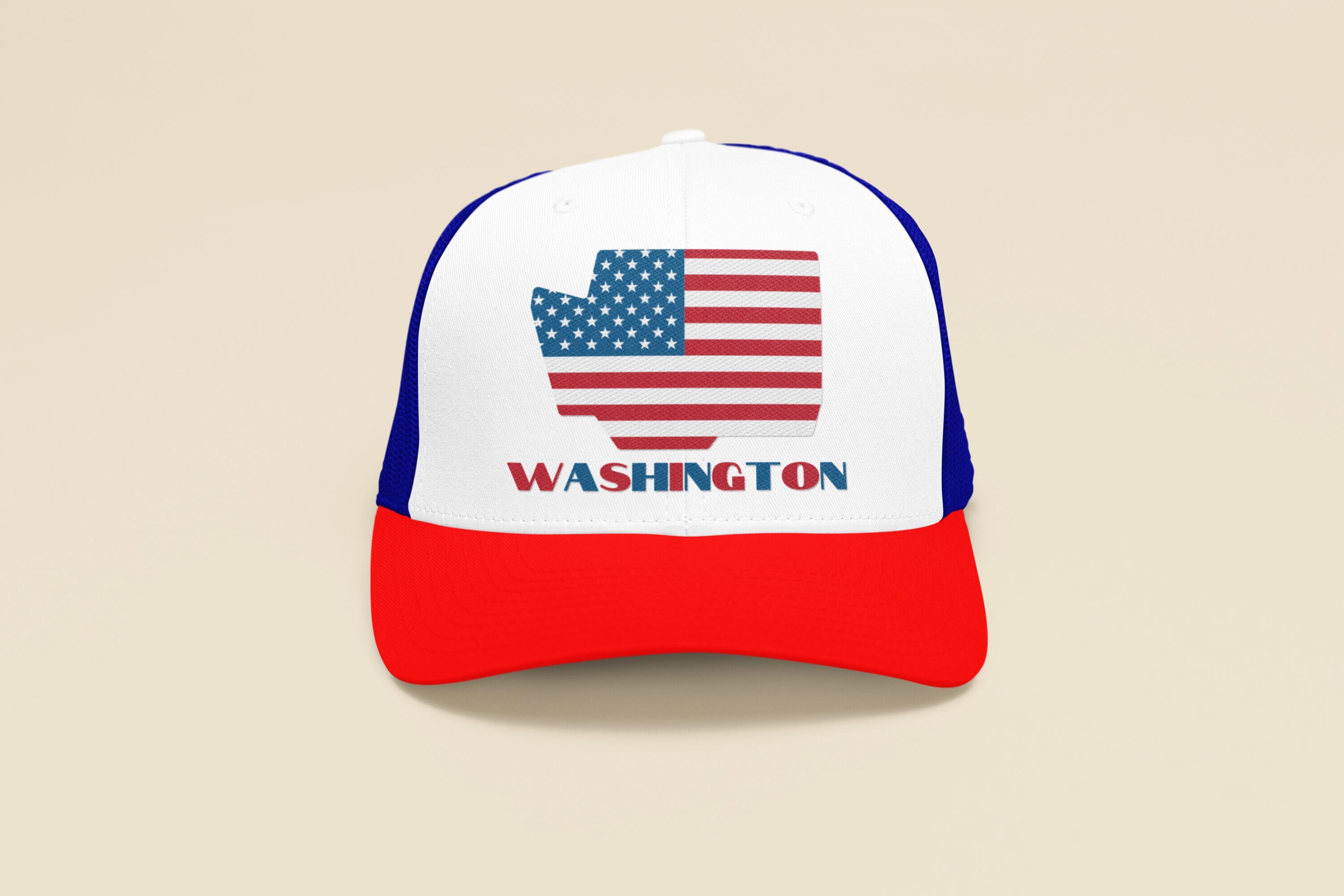 USA Flag Map of Washington Trucker Hat, Washington Dad Gift, Patriotic ...