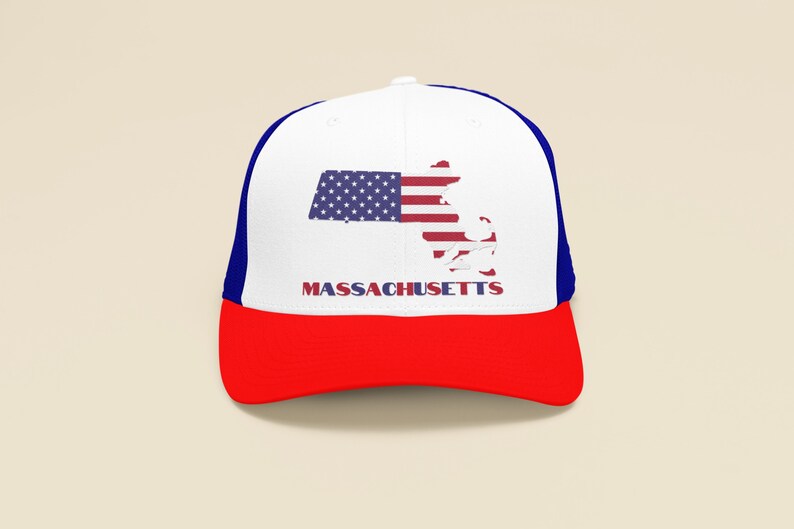 American Flag Massachusetts Trucker Hat, Patriotic Massachusetts Hat ...