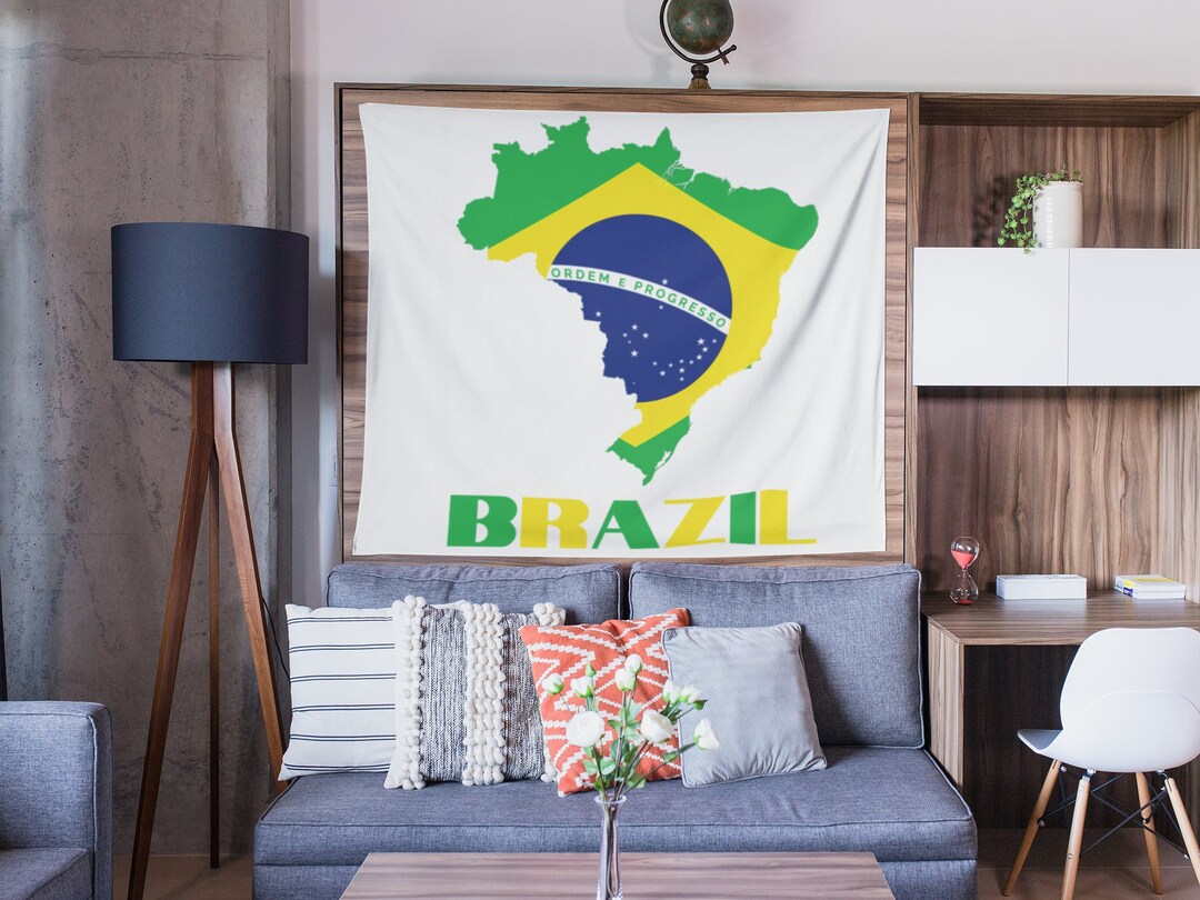 Brazilian Flag Map of Brazil Wall Tapestry, Brazil Decor, Brazilian ...