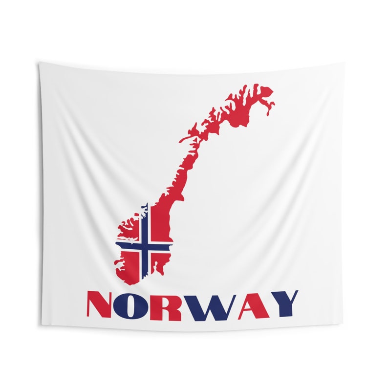 Norwegian Flag Map of Norway Wall Tapestry, Norway Decor, Norwegian ...