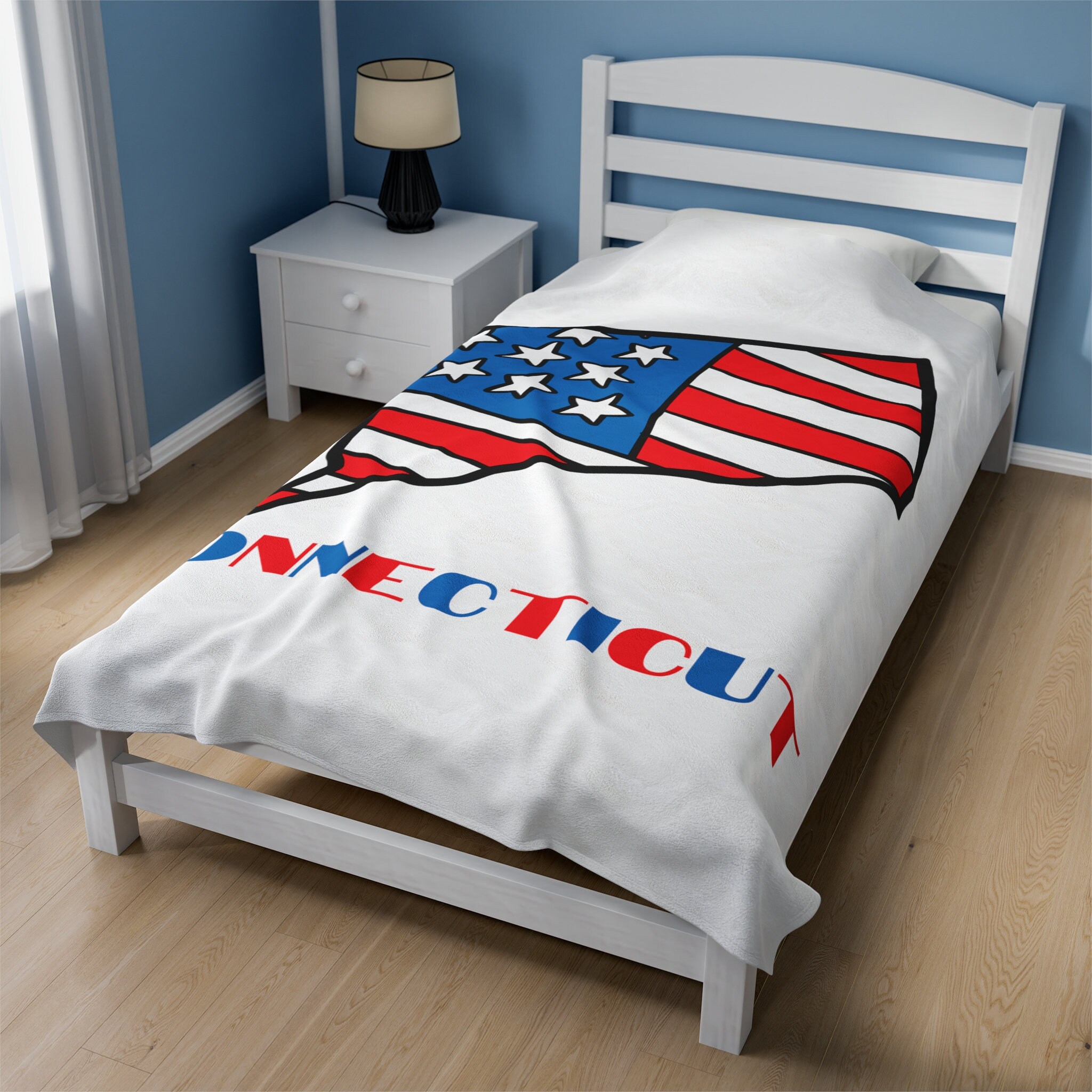 American Flag Map of Connecticut Blanket, Connecticut Throw Blanket ...