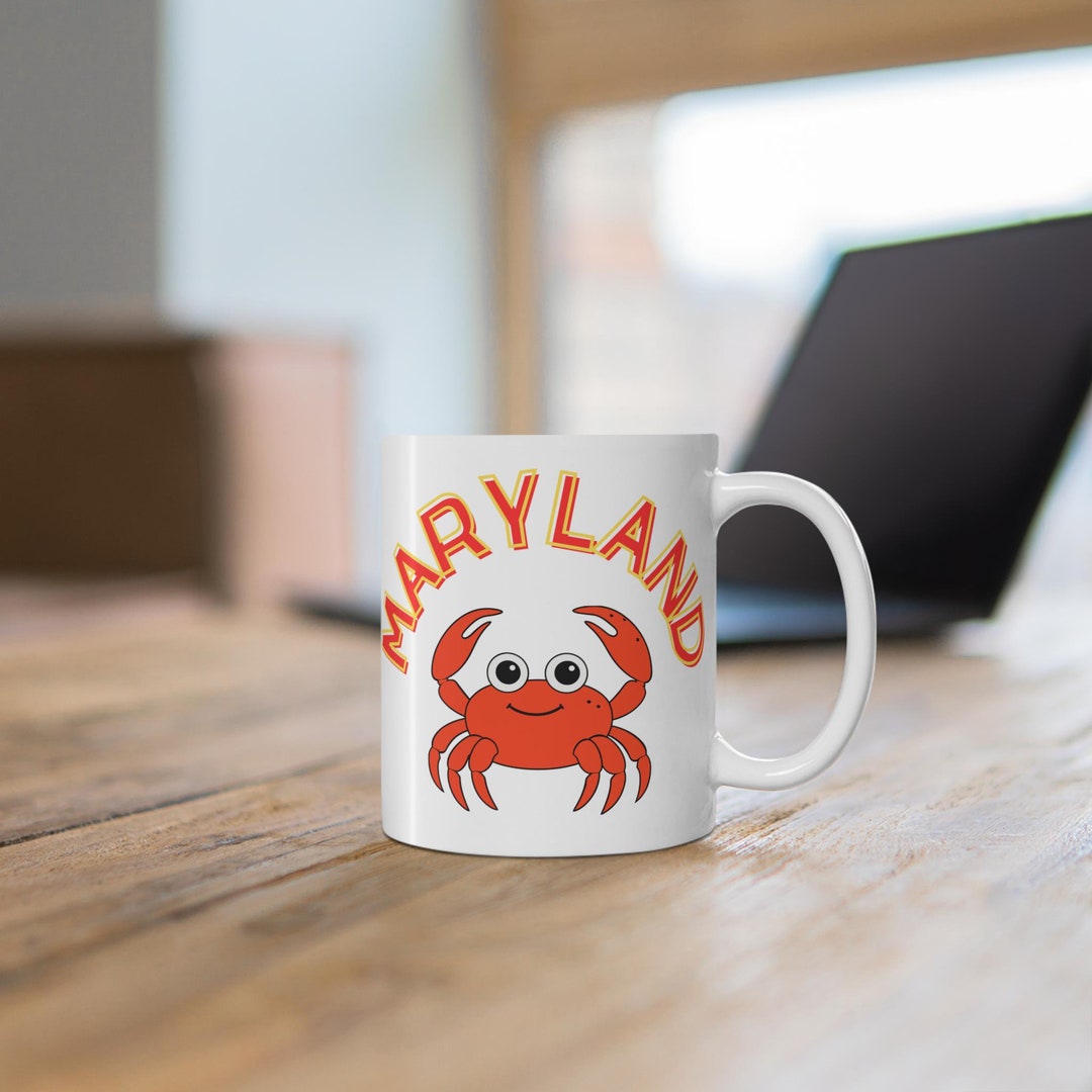 Maryland Coffee Mug, Cute Maryland Crab Mug, Coastal Maryland Cup ...