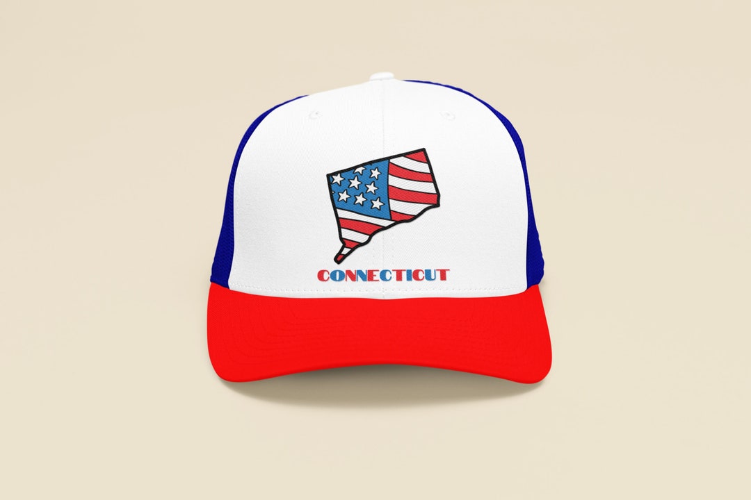 American Flag Connecticut Trucker Hat, Patriotic Connecticut Hat ...