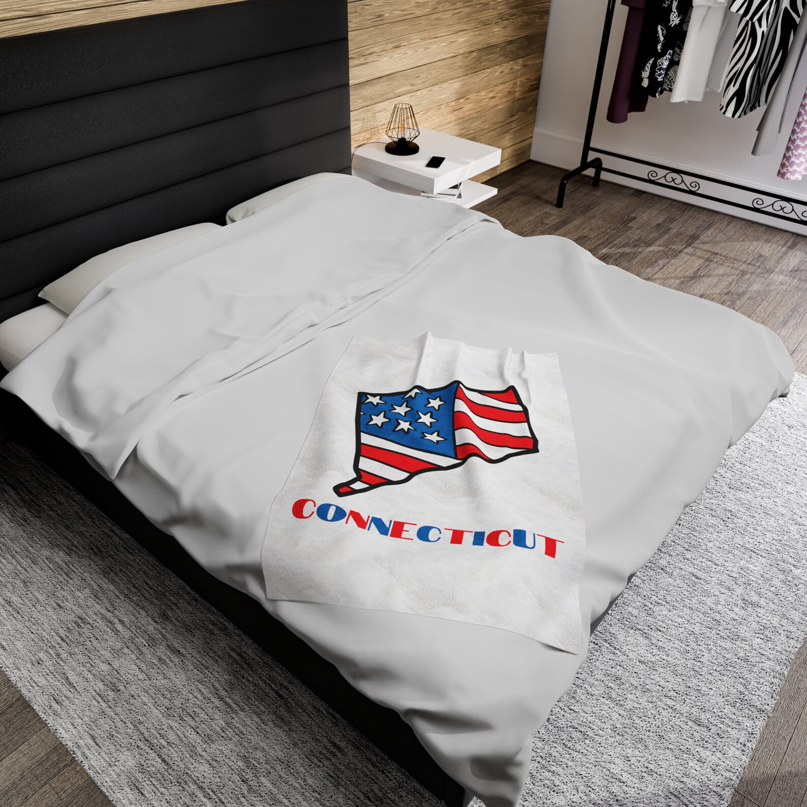 American Flag Map of Connecticut Blanket, Connecticut Throw Blanket ...