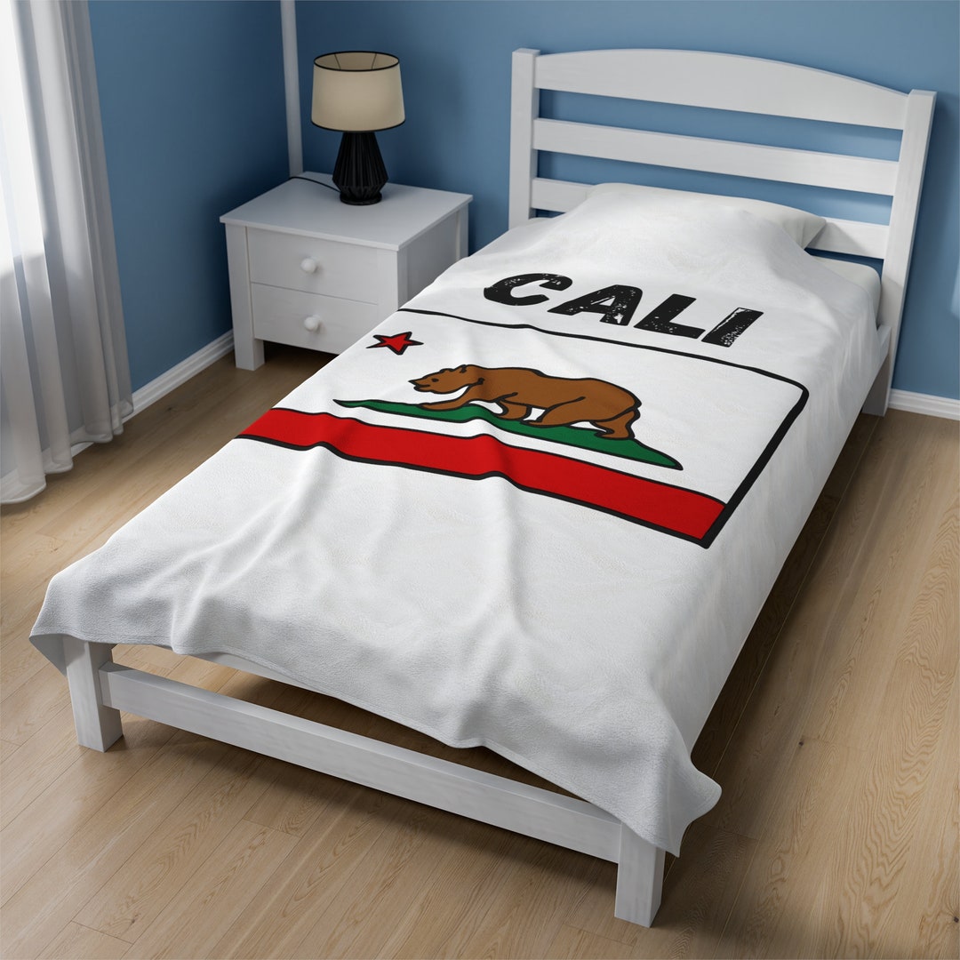 California Flag Custom Blanket, Vintage Cali Flag Bedding for ...