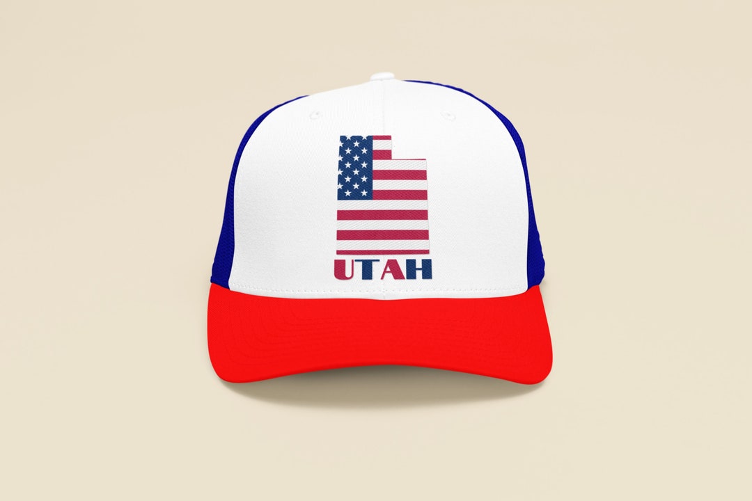 American Flag Utah Trucker Hat, Patriotic Utah Hat, Utah Map Hat, Utah ...