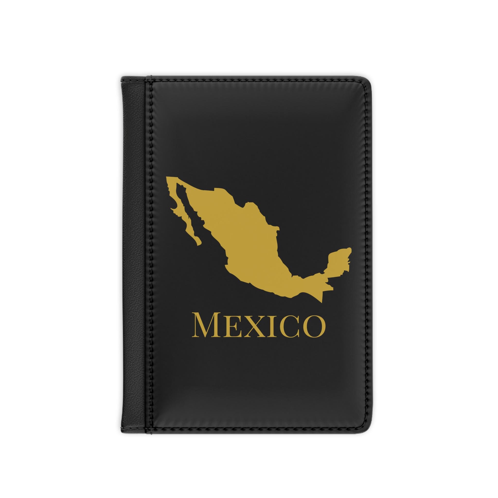 Black and Gold Mexico Map Passport Holder, Mexico Travel Wallet ...