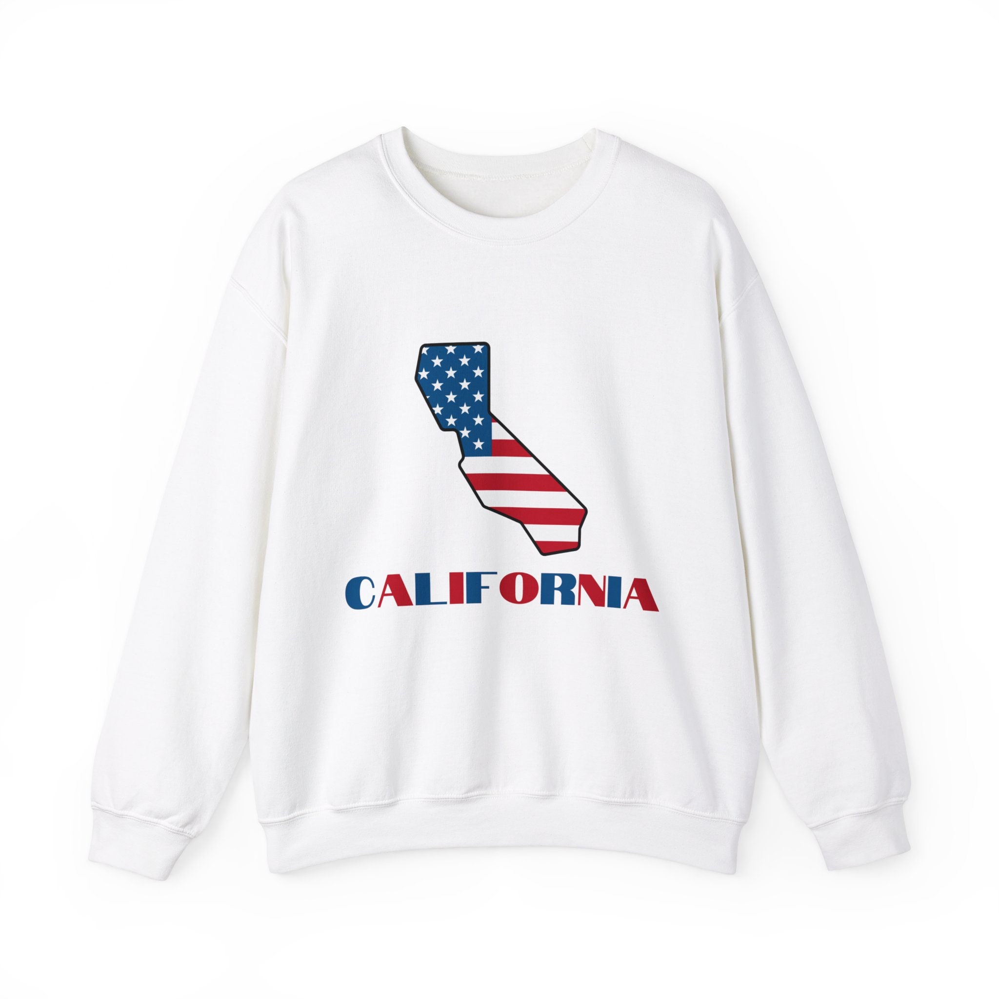 American Flag Map of California Sweatshirt, California Map Sweatshirt ...