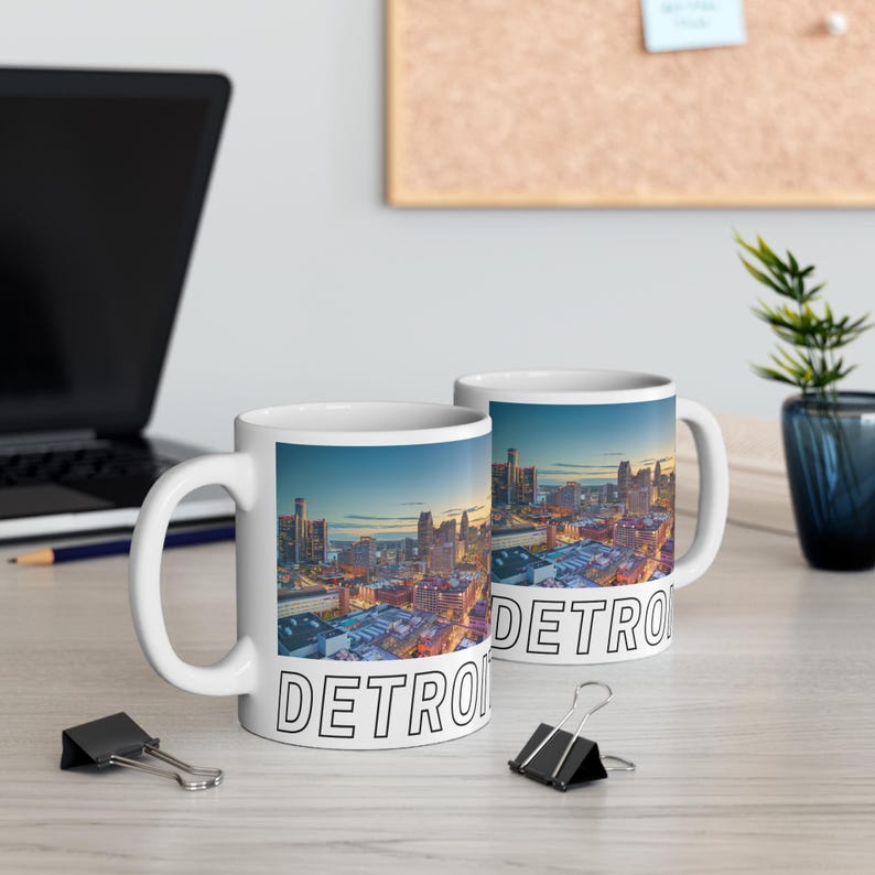 Detroit Coffee Mug, Detroit City Skyline Mug, Detroit Michigan Mug ...