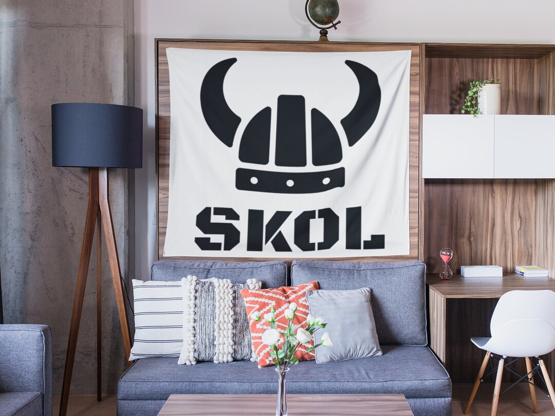 Viking Helmet Skol Tapestry, Norse Decor, Viking Wall Art, Nordic Home ...