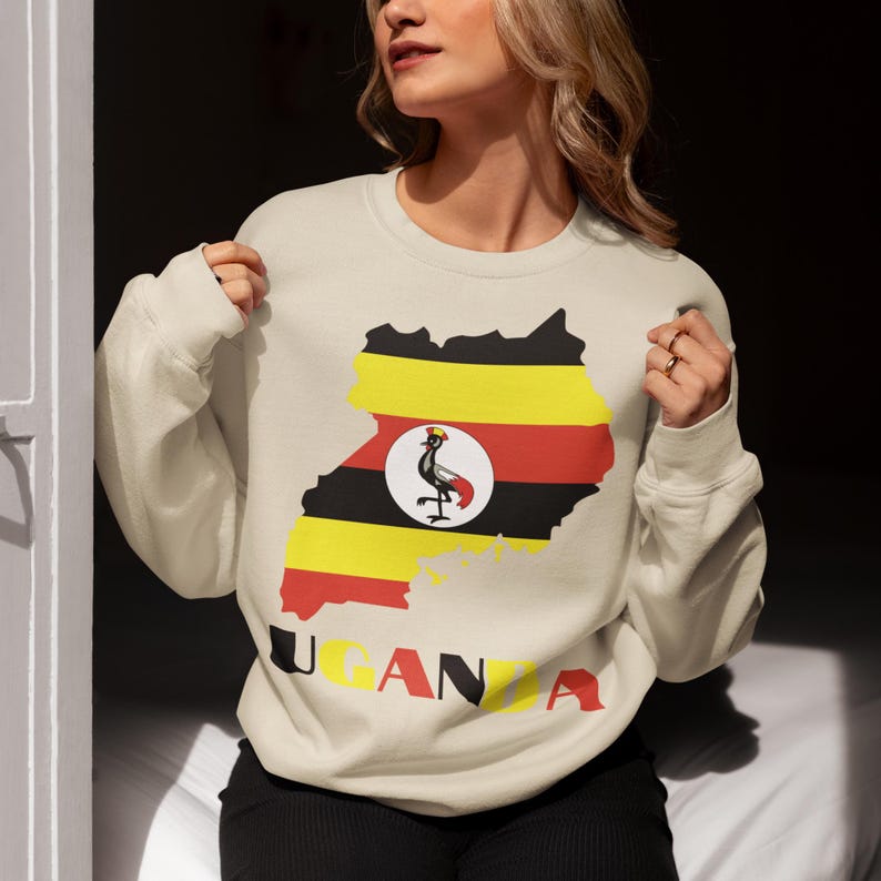 Uganda Flag Map Sweatshirt, Ugandan Crewneck, Uganda Pullover - Etsy