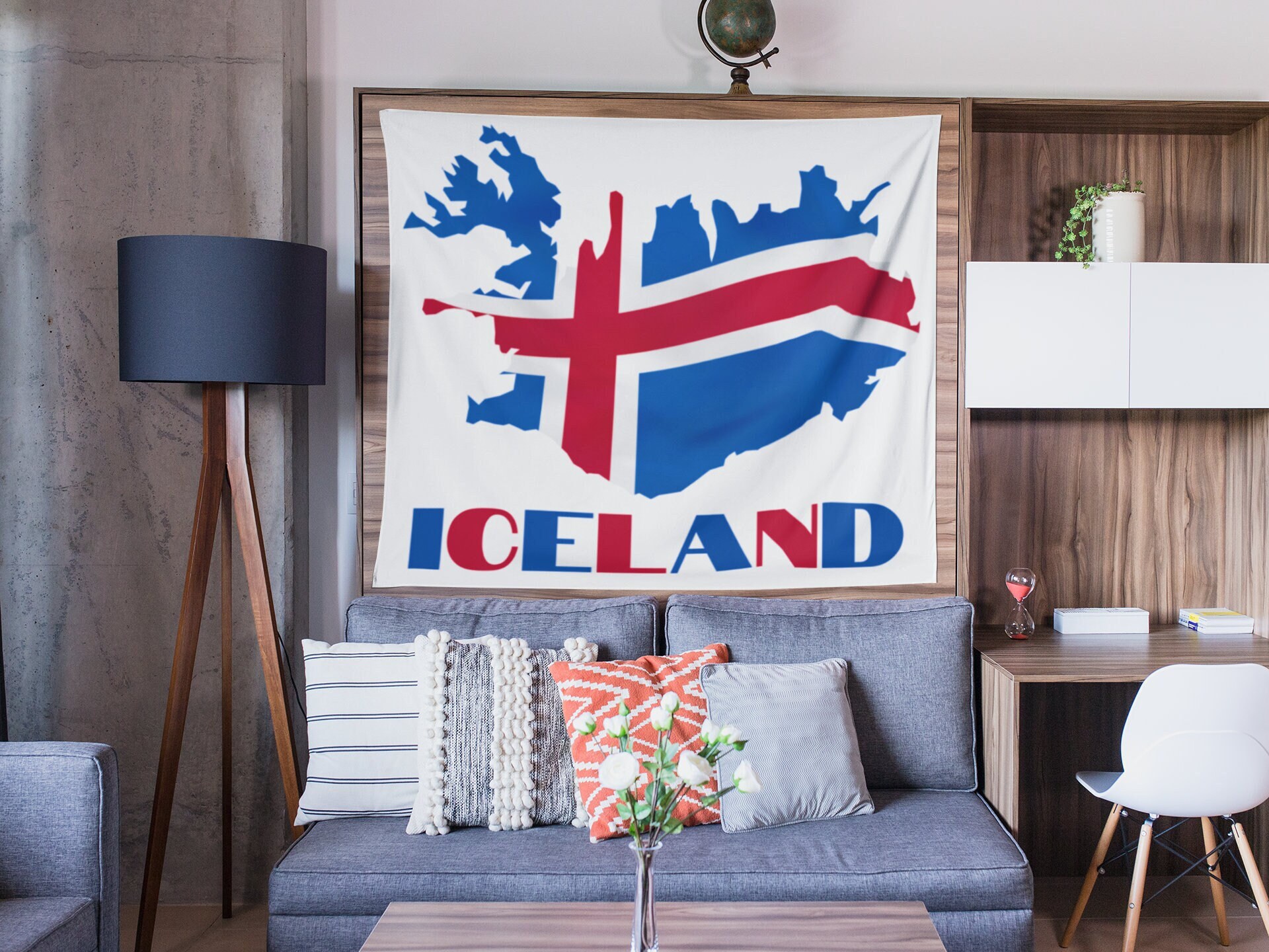 Icelandic Flag Map of Iceland Wall Tapestry, Iceland Decor, Icelandic ...