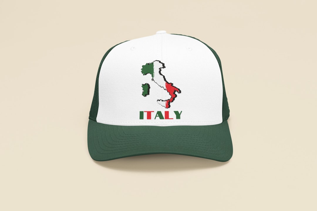 Italy Flag Map of Italy Hat, Italy Trucker Hat, Italian Hat, Italy Cap ...