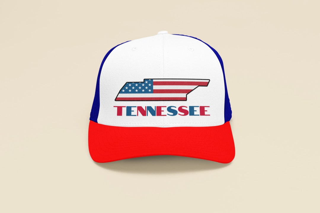 USA Flag Map of Tennessee Trucker Hat, American Flag Tennessee Dad Hat ...