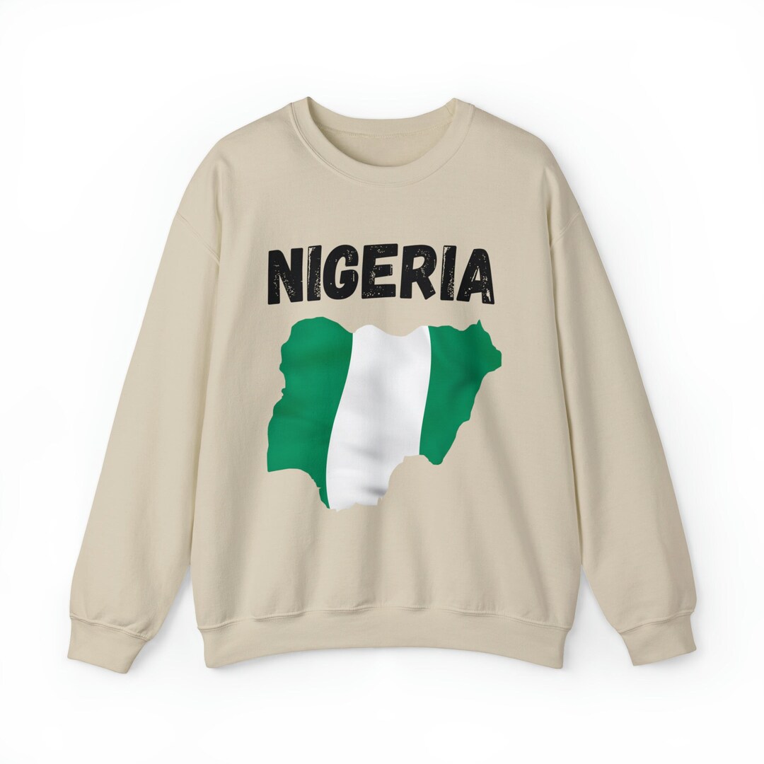 Map of Nigeria Crewneck Sweatshirt, Nigeria Flag Art Print, Cute ...