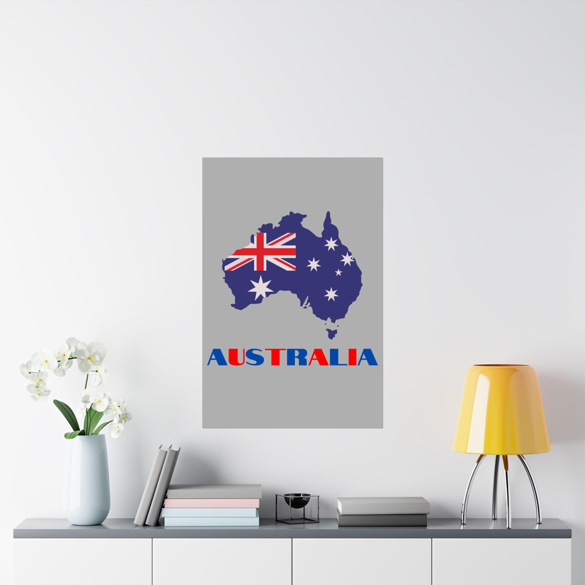 Map of Australia Poster, Australian Flag Poster, Australia Flag Matte ...