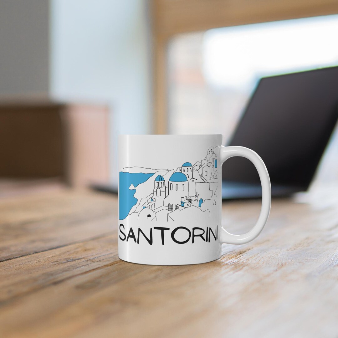 Santorini Coffee Mug, Santorini Greece Mug, Greek Islands Souvenir Cup ...