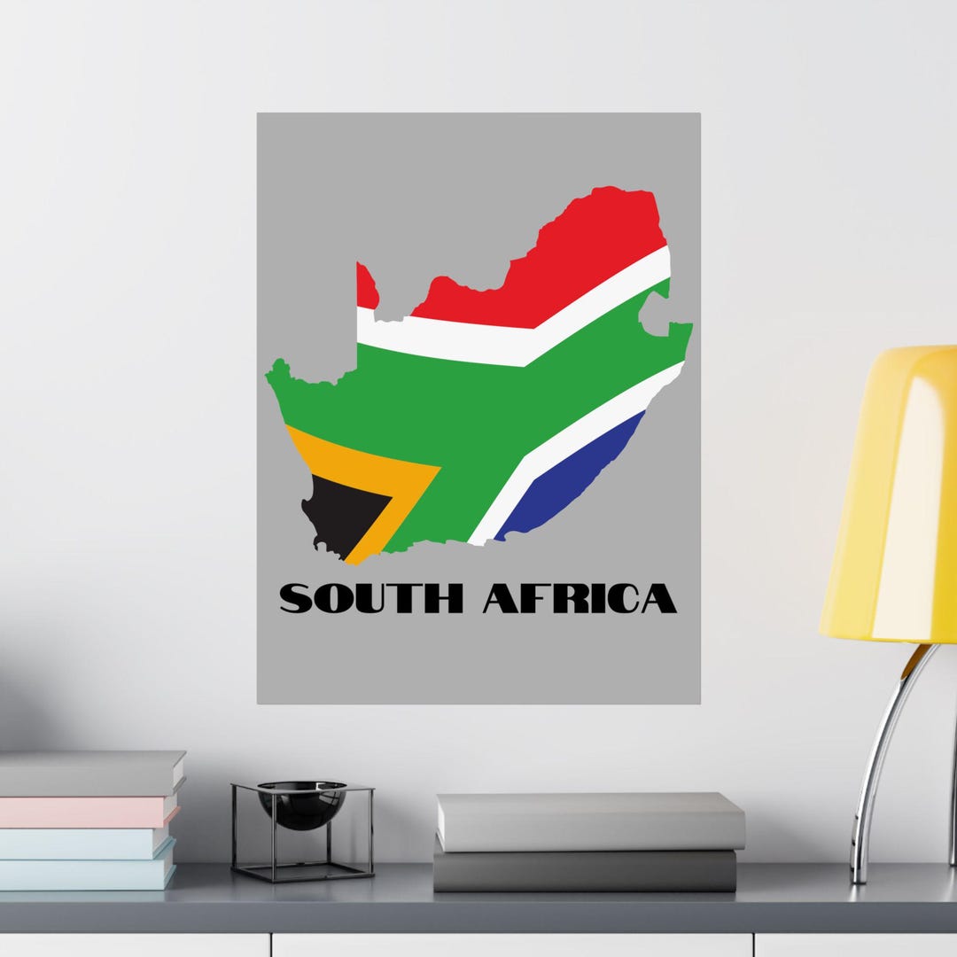 South Africa Map Poster, South Africa Wall Art, South African Flag ...