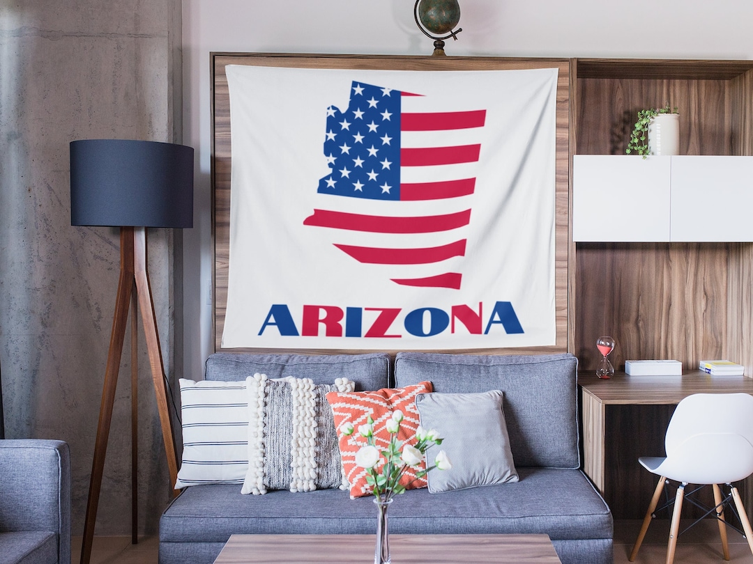 American Flag Map of Arizona Wall Tapestry, Home Gifts for Him, Dorm ...