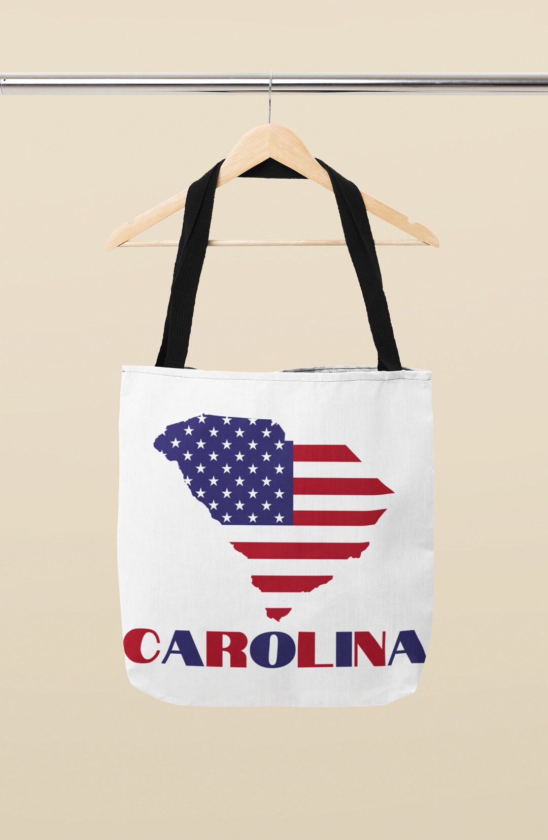 South Carolina Map Tote Bag, American Flag SC Tote, Patriotic South ...