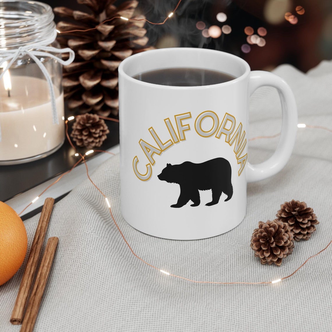 California Bear Coffee Mug, Cali Flag Bear Mug, California Nature Lover ...