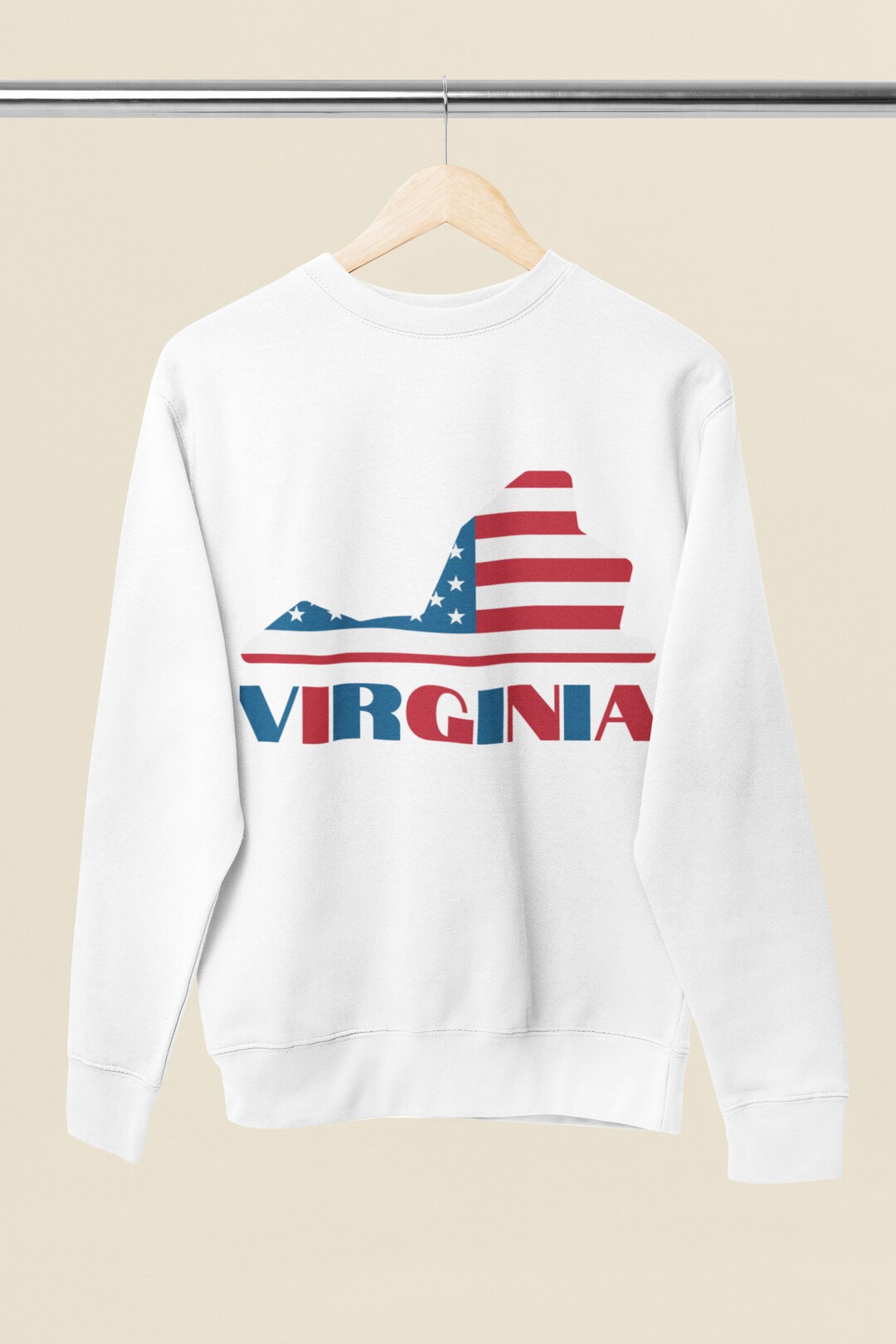 American Flag Map of Virginia Sweatshirt, Virginia Map Sweatshirt, VA ...