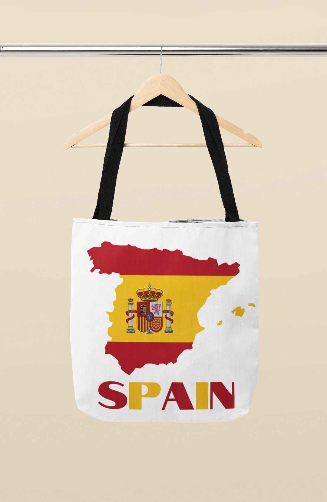 Spain Map Tote Bag, Spanish Flag Tote, Spain Travel Beach Shopping Bag ...