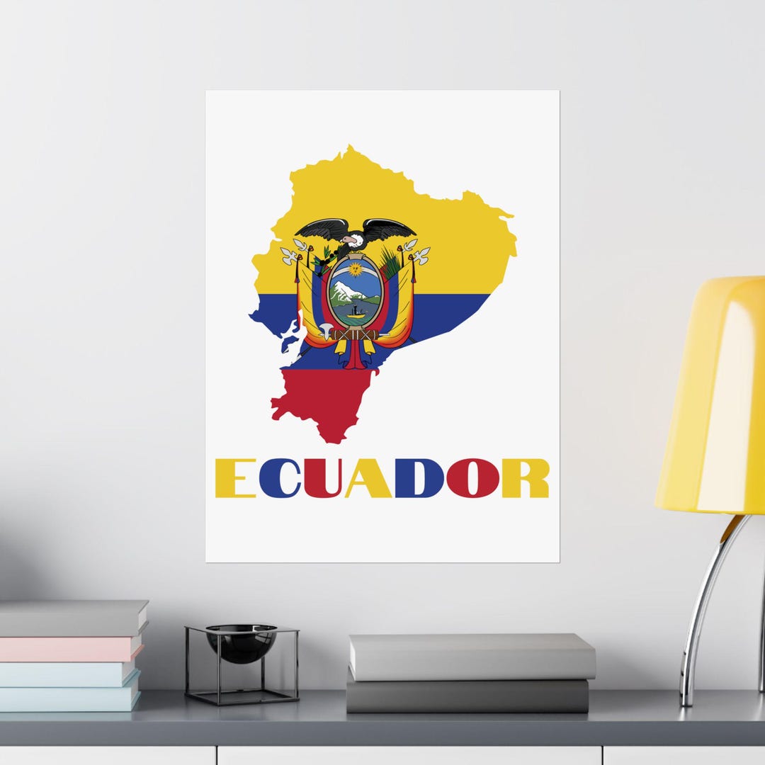Map of Ecuador Poster, Ecuadorian Flag Poster, Ecuador Flag Matte ...
