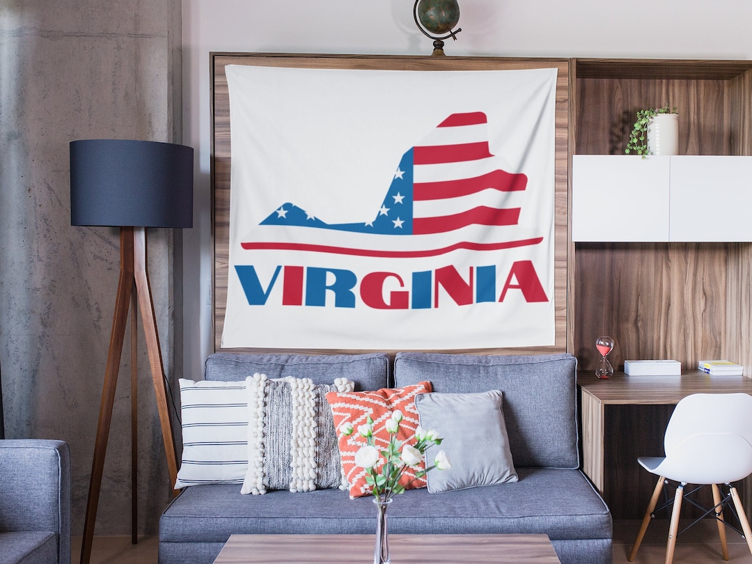 American Flag Map of Virginia Wall Tapestry, Home Gifts for Him, Dorm ...