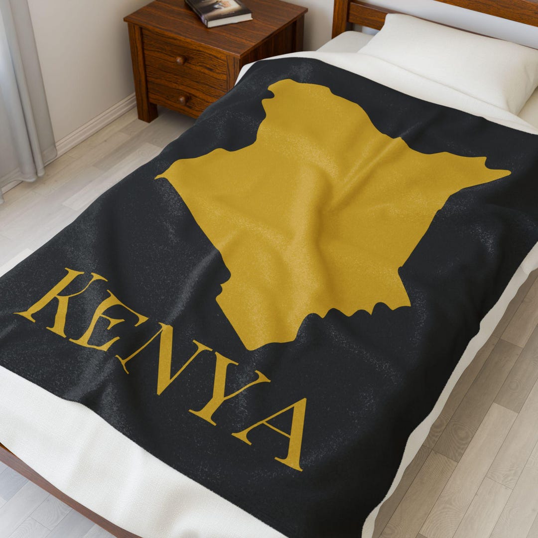 Kenya Map Blanket, Gold Kenya Throw Blanket, Kenya Home Decor, Gift for ...