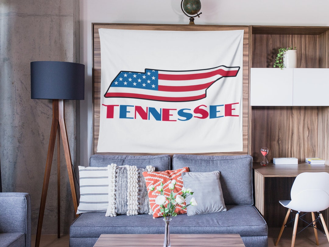 American Flag Map of Tennessee Wall Tapestry, Home Gifts for Him, Dorm ...