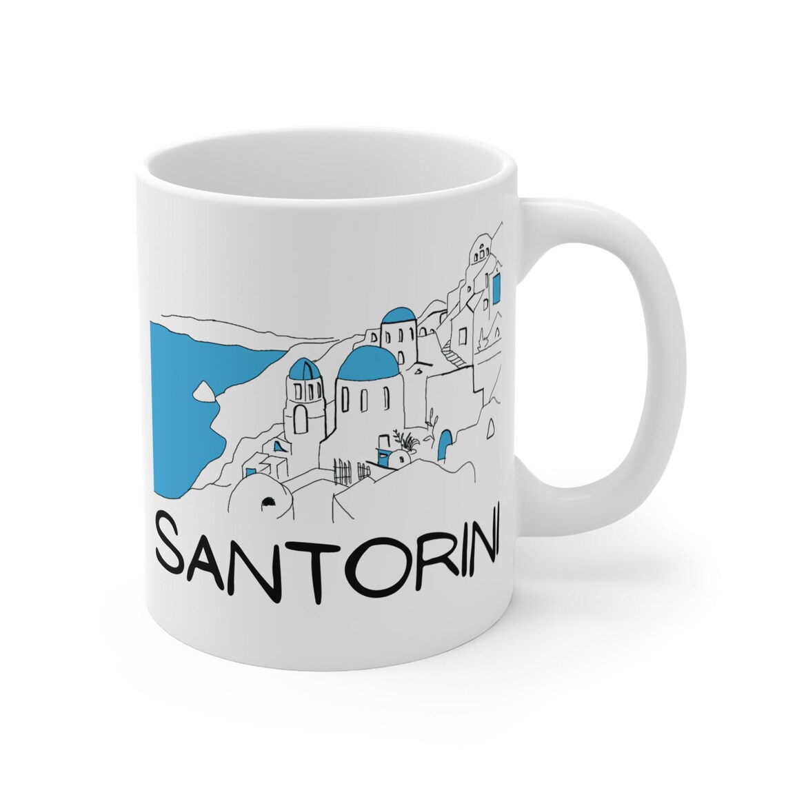 Santorini Coffee Mug, Santorini Greece Mug, Greek Islands Souvenir Cup ...