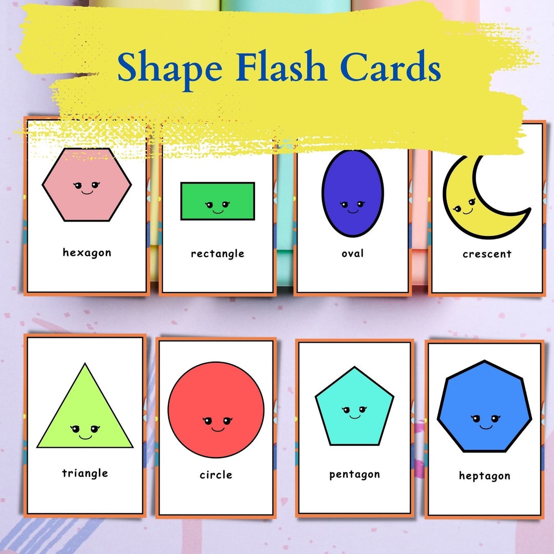 32 Geometric Shapes Flash Cards | Printable Flash Cards | Preschool ...