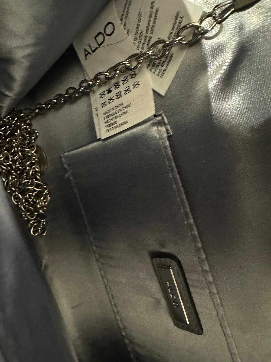 Aldo Grey Silver Clutch Purse With Chain Party Occasion Wear - Etsy