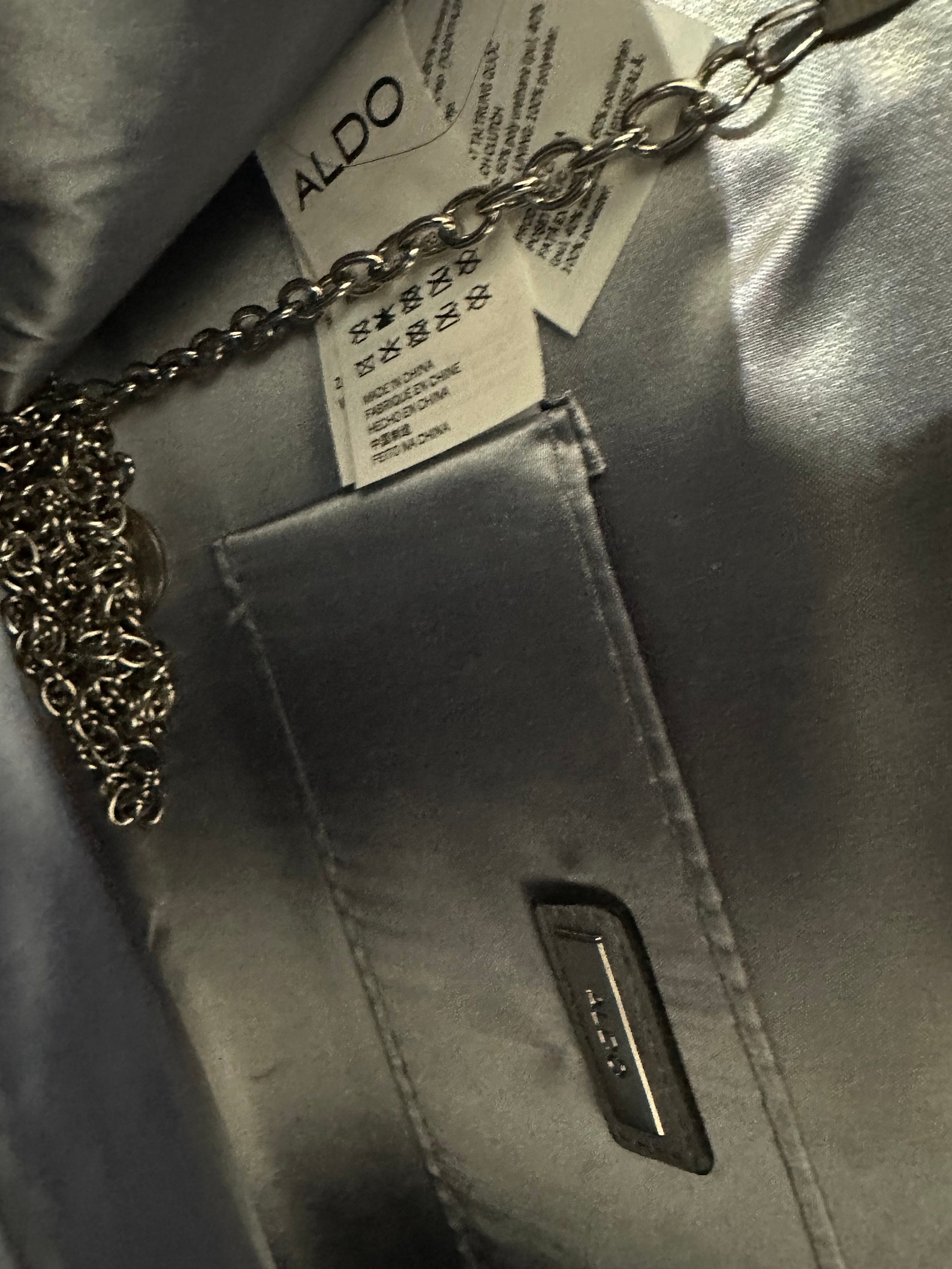 Aldo Grey Silver Clutch Purse With Chain Party Occasion Wear - Etsy