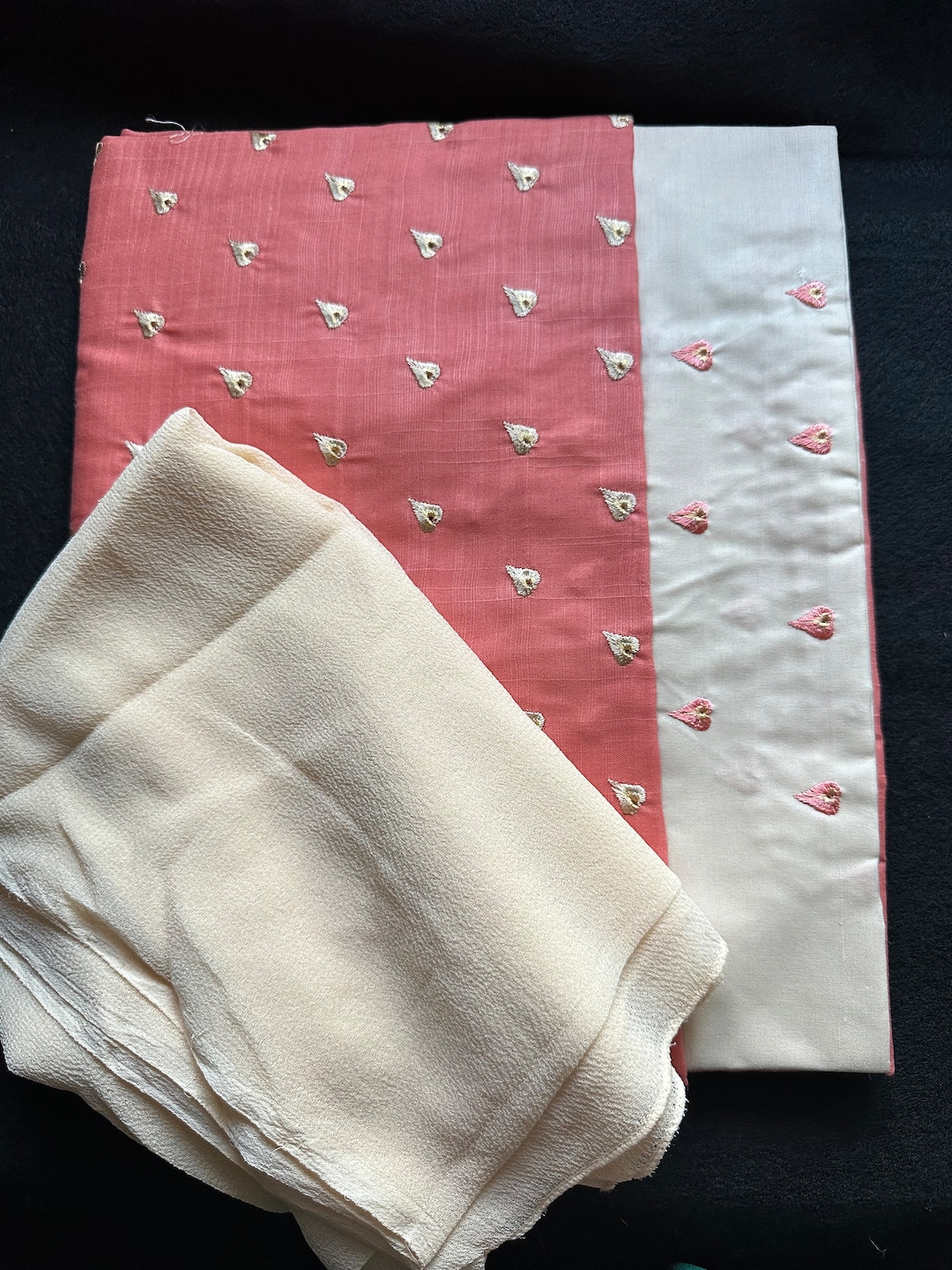 Unstitched Beige Peach Salwar Kameez Dupatta Cloth Material - Etsy
