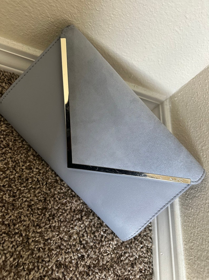 Aldo Grey Silver Clutch Purse With Chain Party Occasion Wear - Etsy