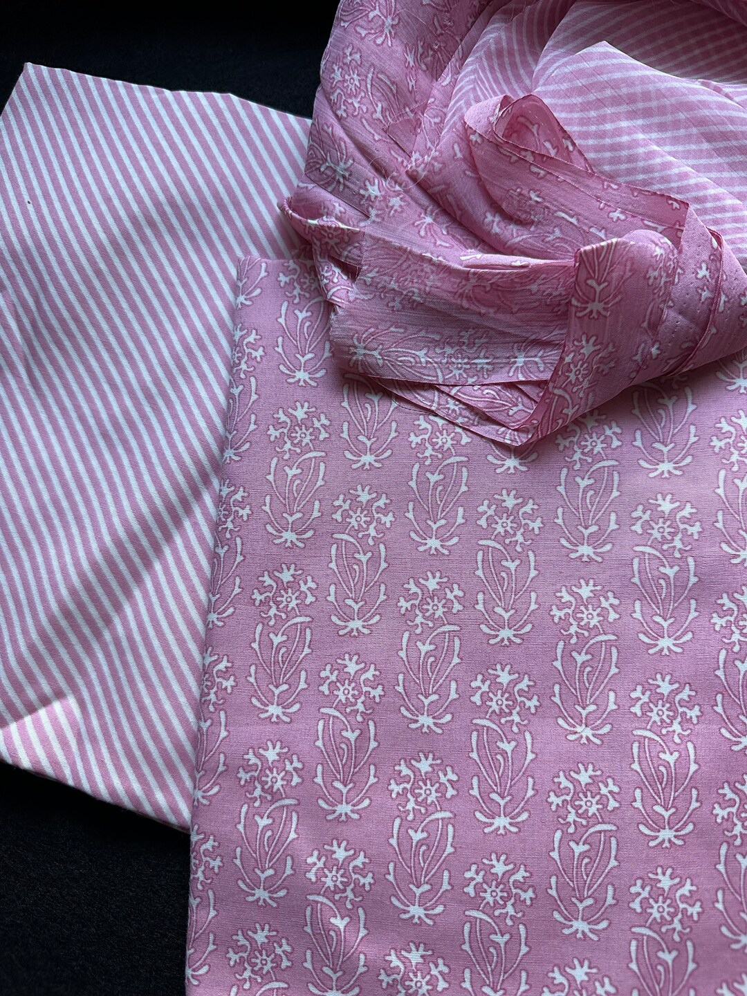 Unstitched Baby Pink Salwar Kameez Dupatta Cloth Material - Etsy
