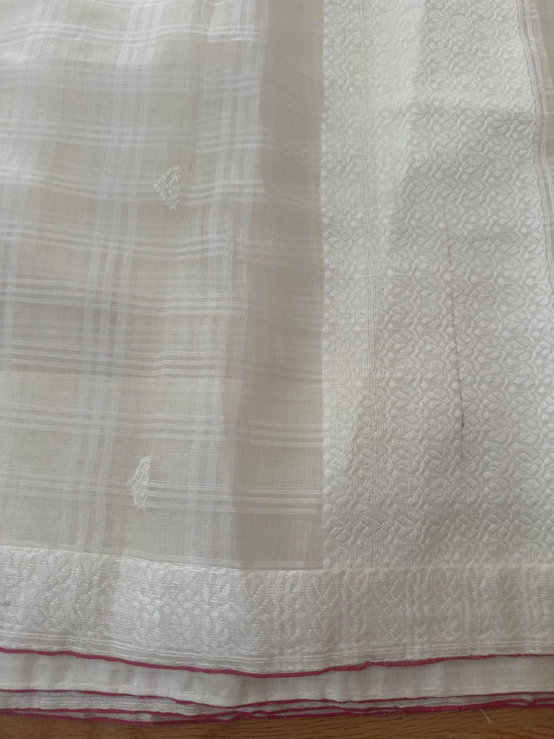 Lovely Assam Gari Diya Sari in off White With Pink Color at Edge of ...