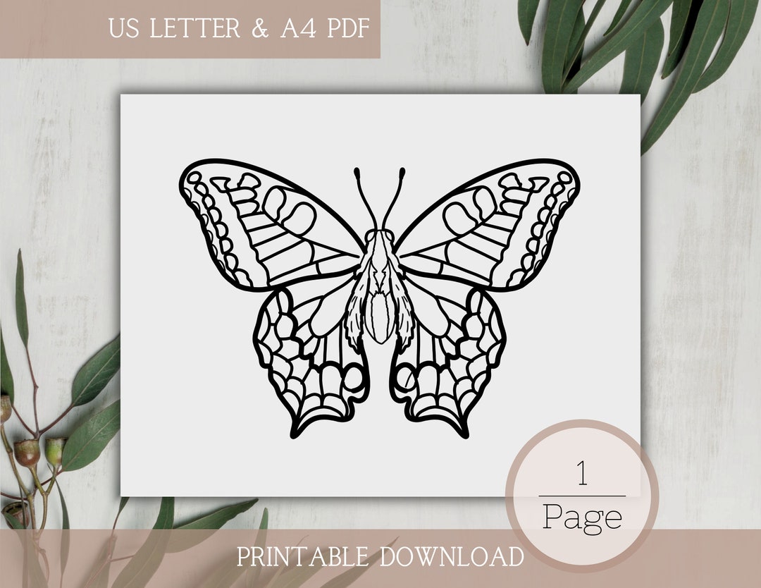 Single Coloring Page for Adults & Kids | Simple Old World Swallowtail ...