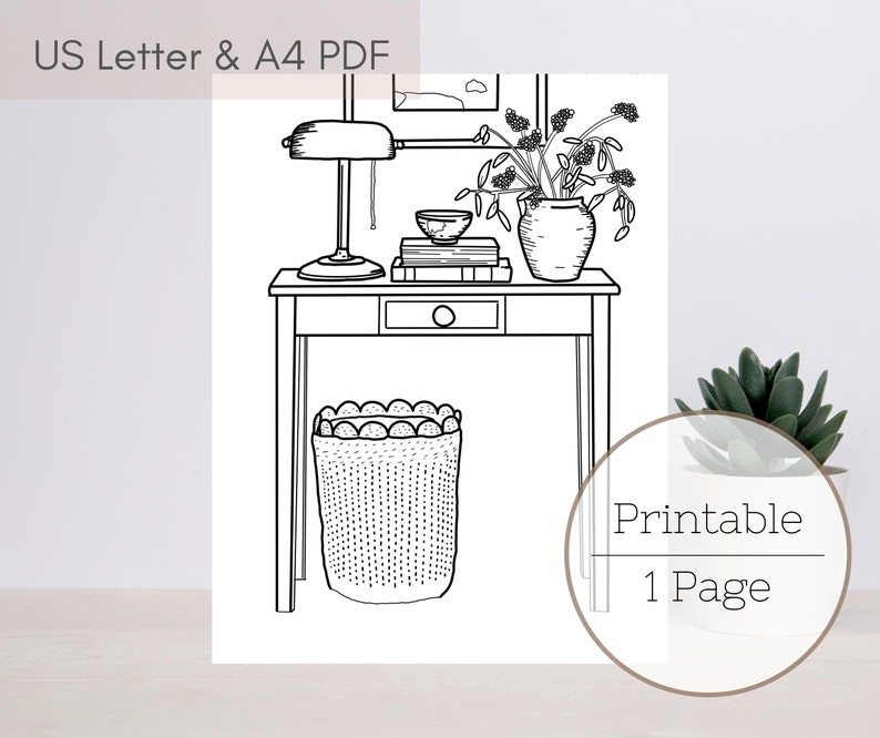 Single Coloring Page for Adults Minimal Home Decor - Etsy
