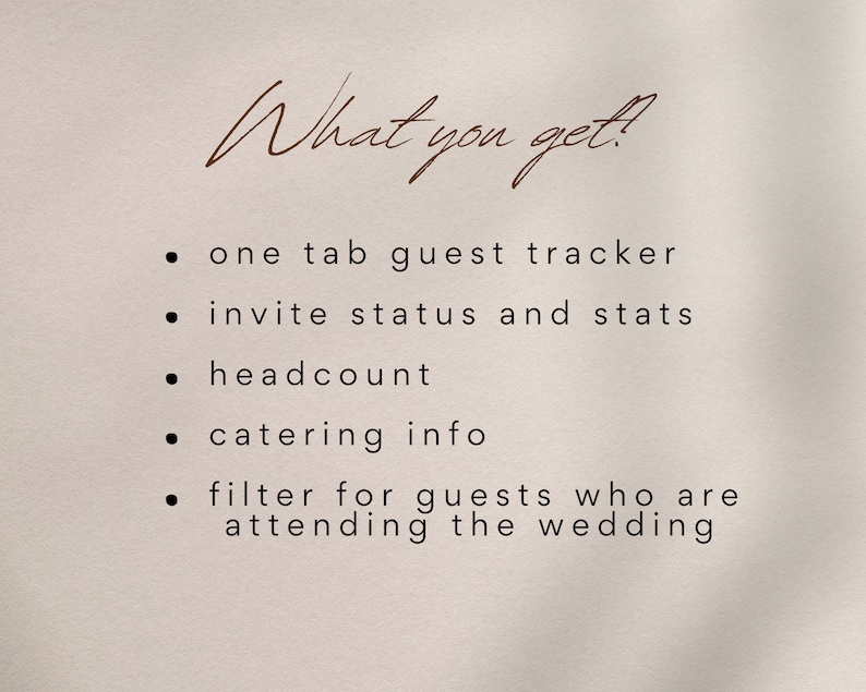 Wedding Guest Tracker for Google Sheets, Wedding Planer, Guest List ...