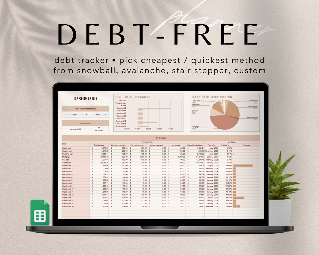 Debt-free Planner, Google Sheets Budget Planner, Budget Template, Debt ...